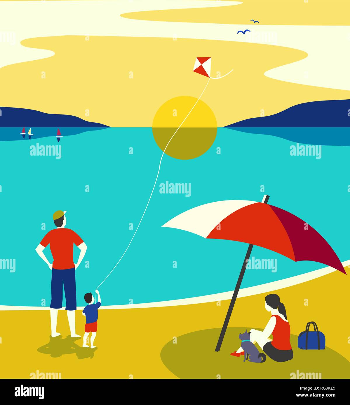 Family sunshine active Stock Vector Images - Alamy