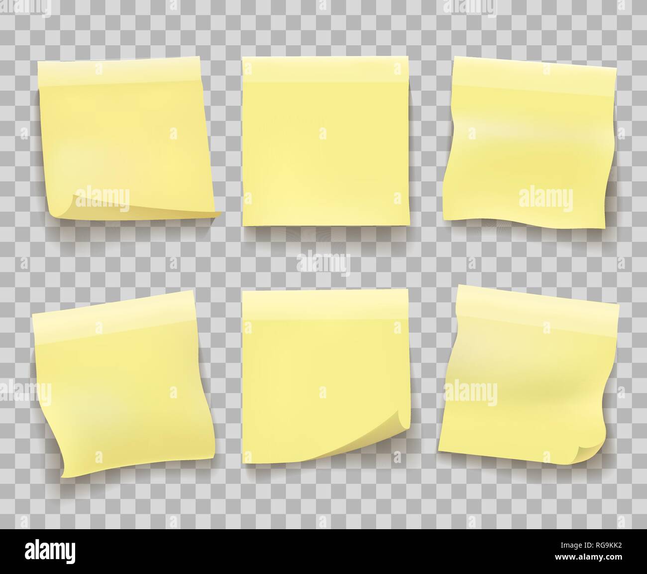 Yellow memo reminder papers. Paper sticky note pieces isolated on ...