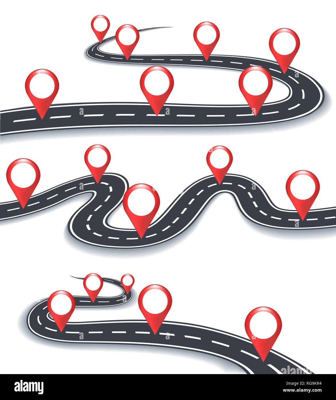 Road map information symbols. Roadmap driving navigation vector ...
