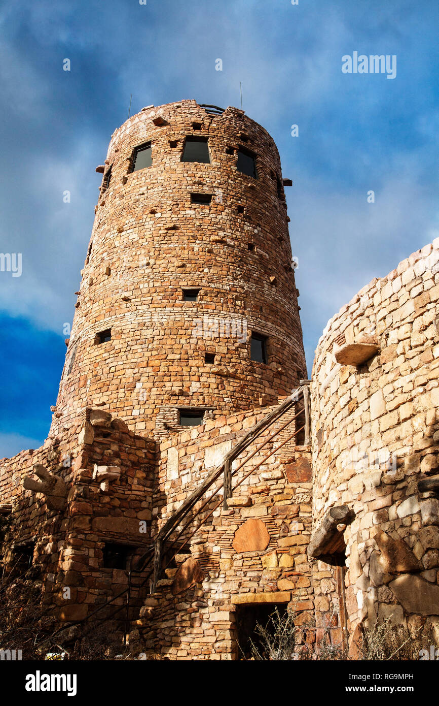 The Desert View Tower perched on the south rim overlooking the Grand ...
