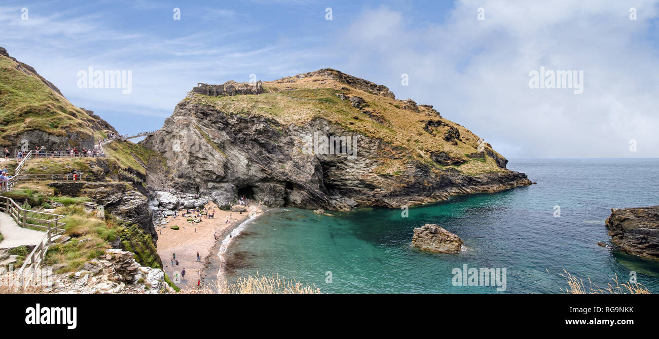 Tintagel Island and Beach. Including Merlin's Cave. Cornwall. Legendary ...