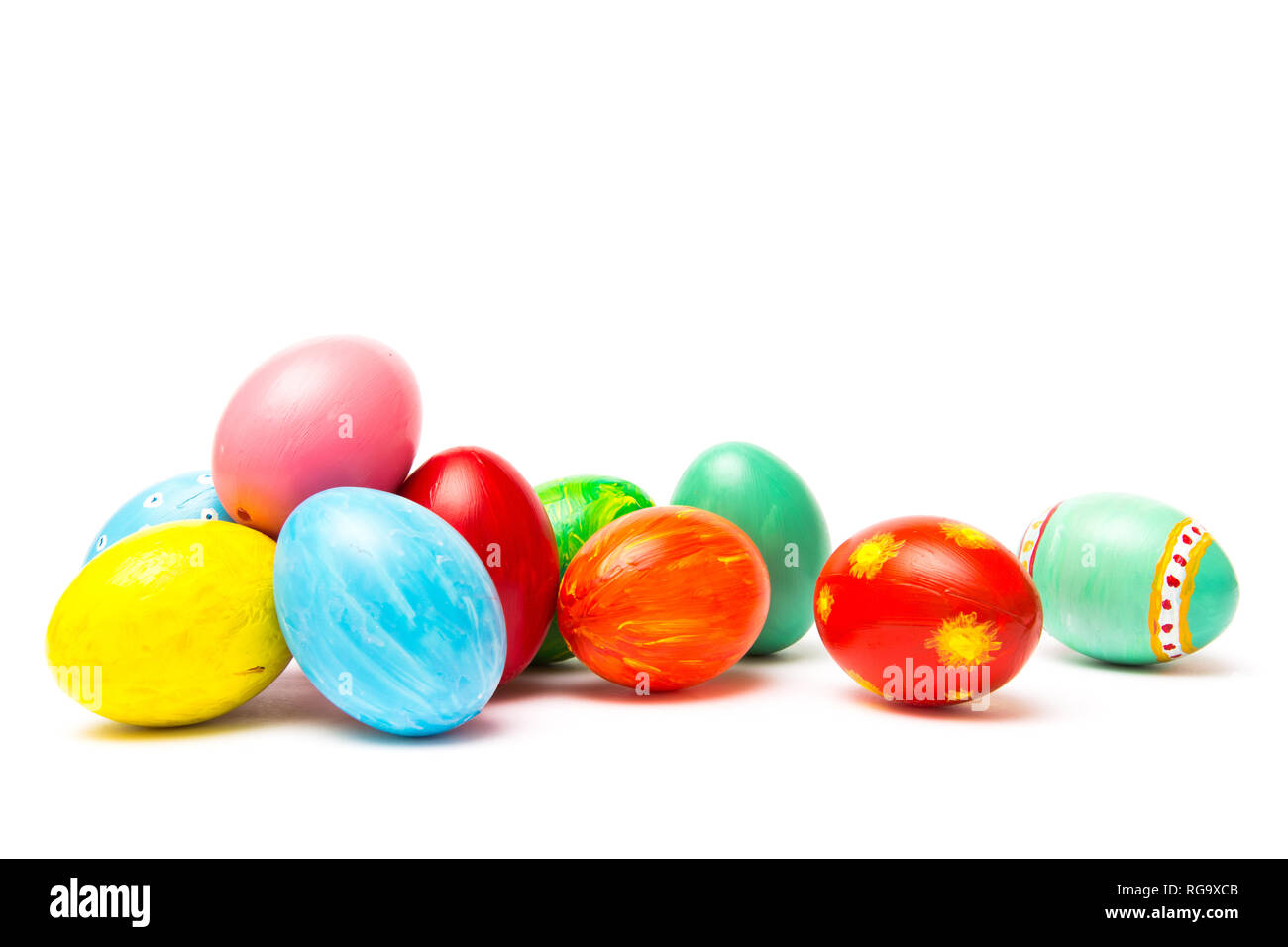 Easter background with handmade colored eggs. Festive tradition on ...
