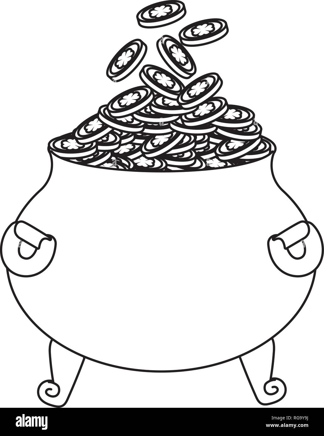 golden coins pot cartoon Stock Vector Image & Art - Alamy