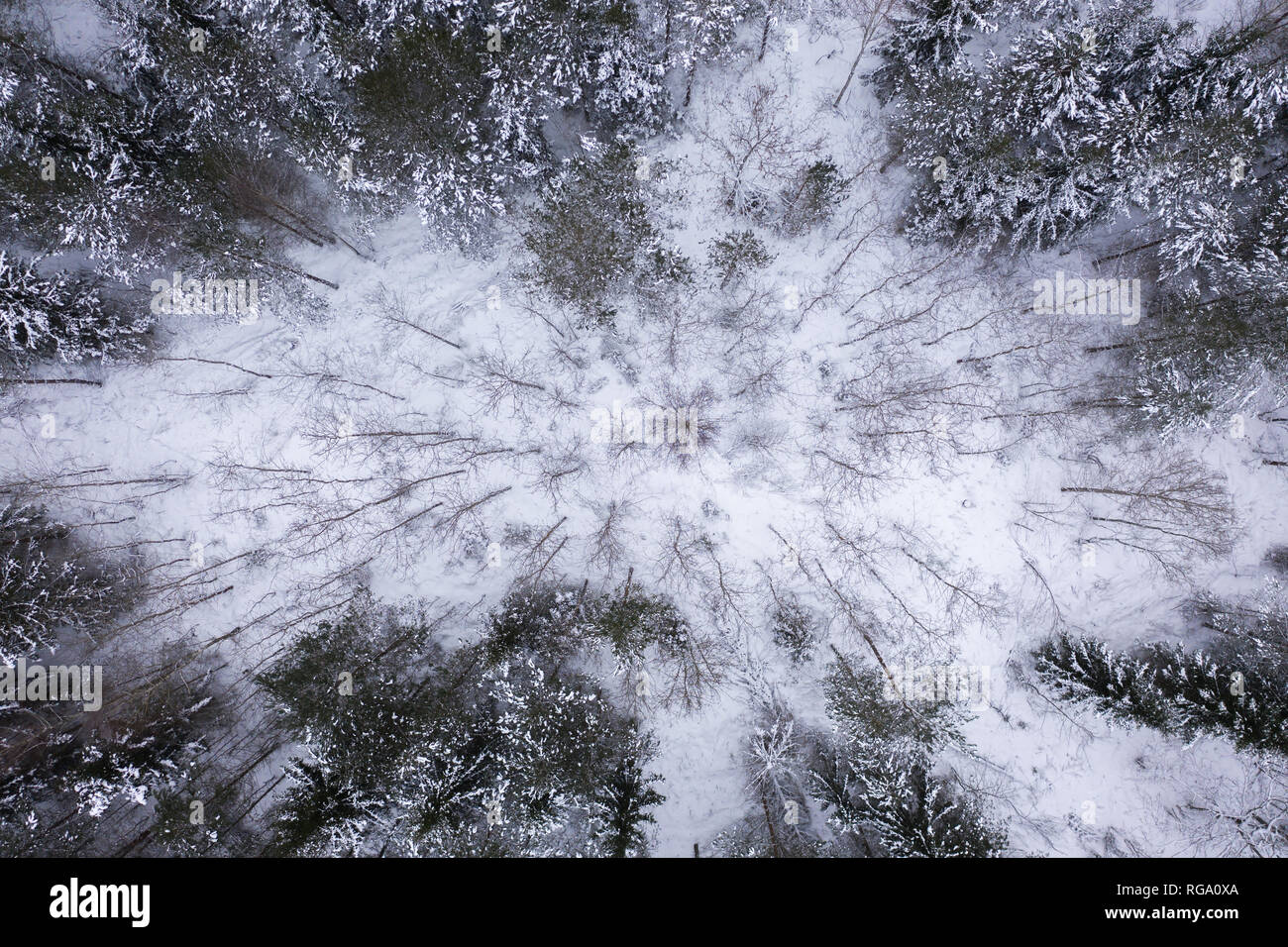 Drone flight above snowy frozen hi-res stock photography and images - Alamy