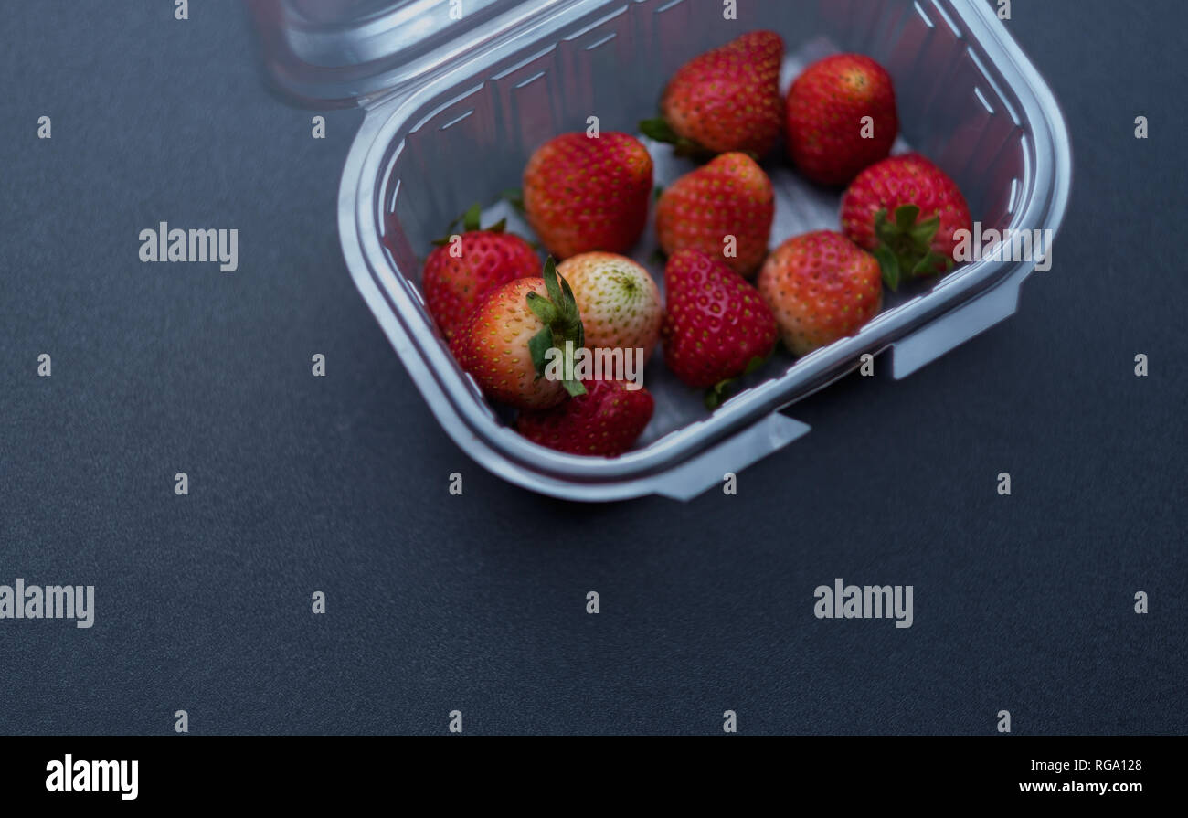strawberry in plastic box Stock Photo - Alamy