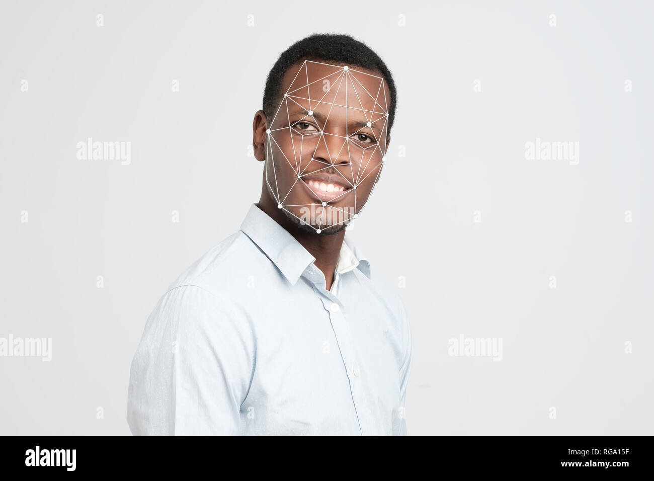 African man face and dots connect on face Stock Photo - Alamy