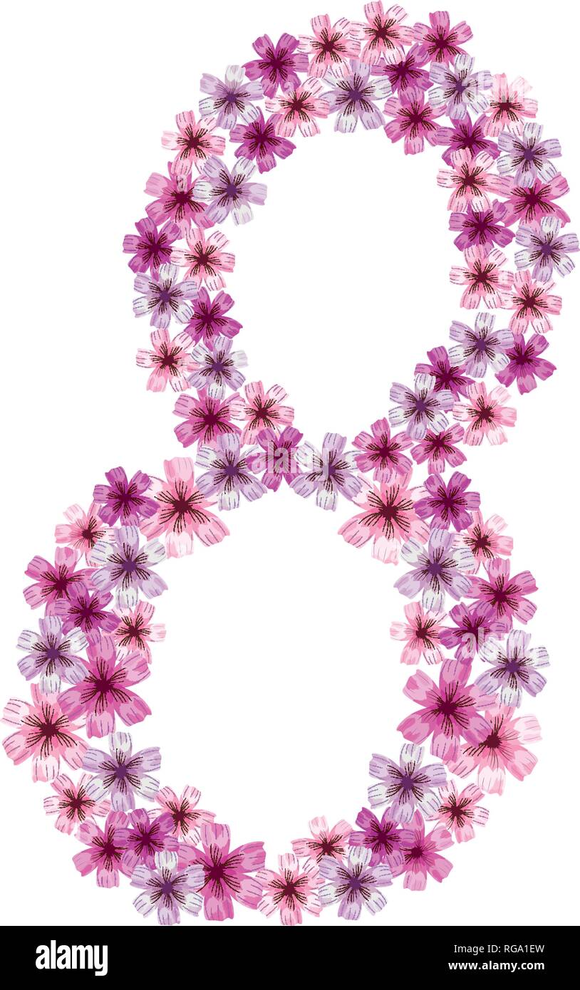 number eight with flowers Stock Vector Image & Art - Alamy