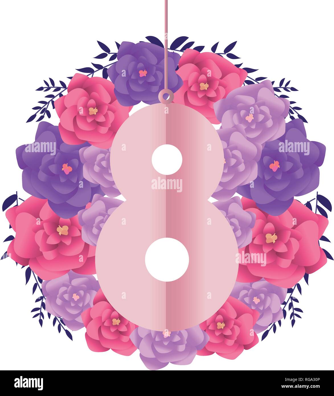 number eight with flowers Stock Vector Image & Art - Alamy