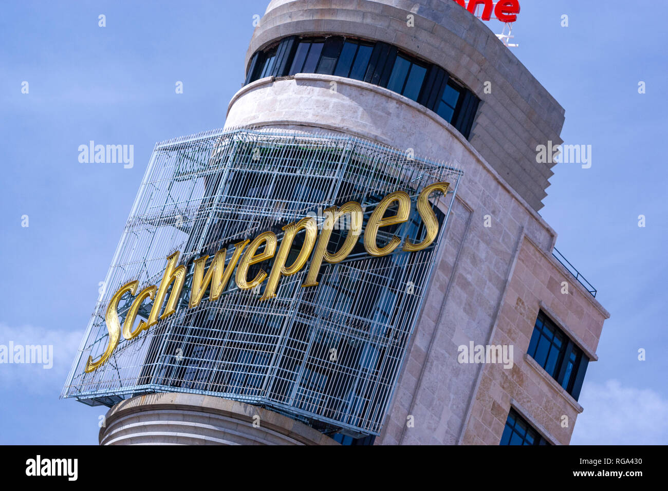 Carrion building, iconic Art Deco landmark, with Schweppes ...