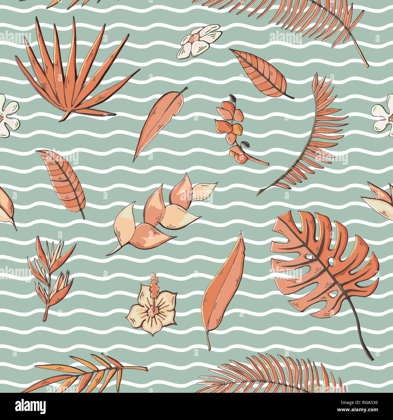 Vector seamless pattern with tropical elements design Stock Vector Image & Art - Alamy