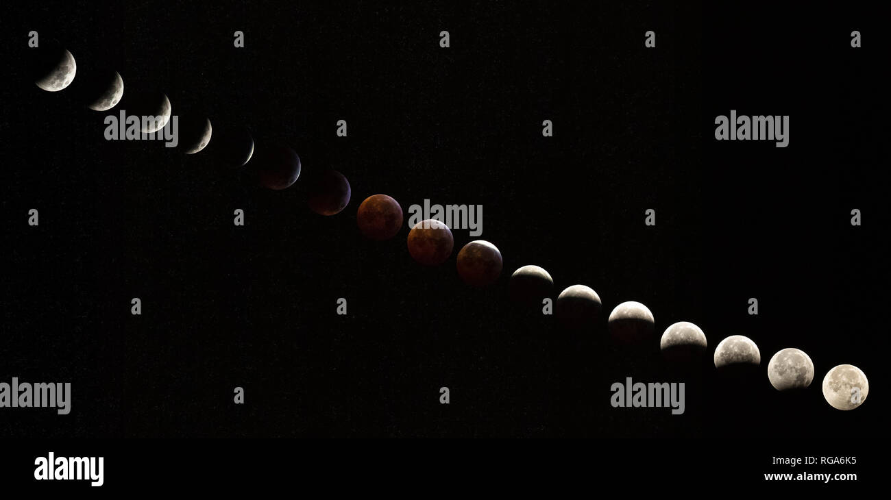 Eclipse composite image showing transition of the Earth shadow over the ...