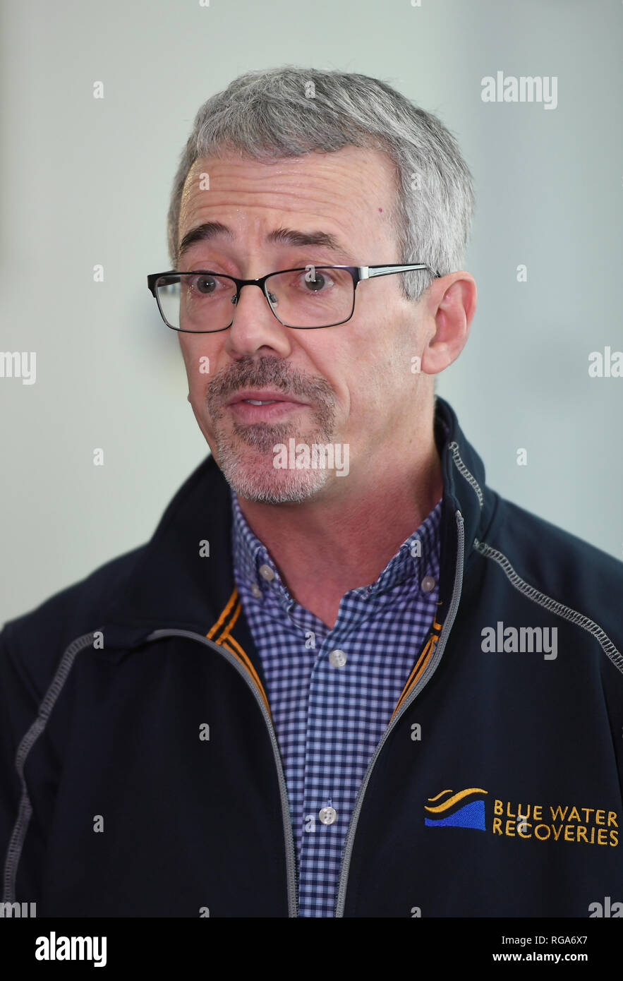 Blue Water Recoveries director David Mearns talks to the media about ...