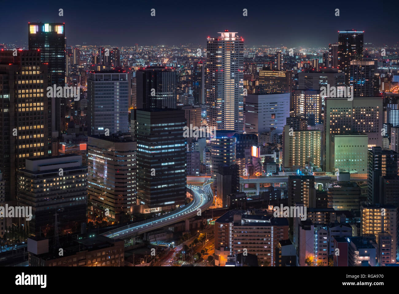 Japan night aerial hi-res stock photography and images - Alamy