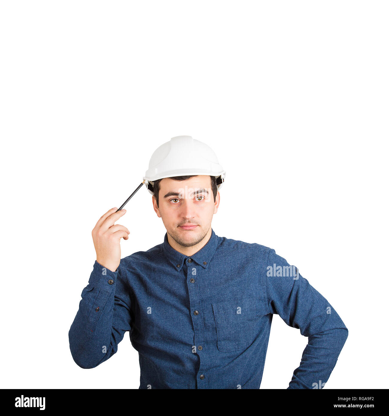 Man thinking how design of building hi-res stock photography and images ...
