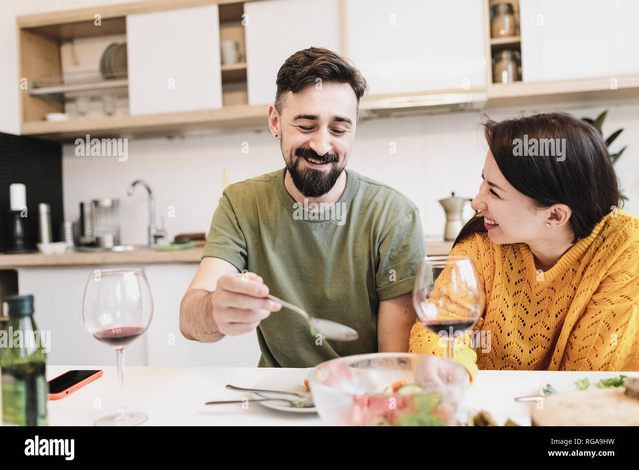 Couple having dinner at home hi-res stock photography and images - Alamy