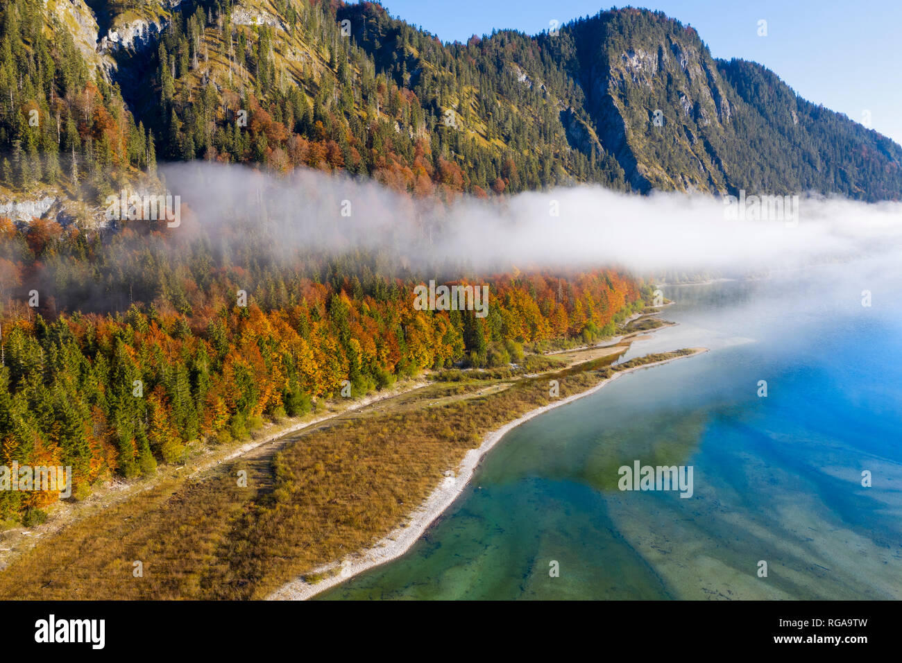 Germany, Bavaria, Upper Bavaria, Lenggries, Isarwinkel, Aerial view of ...