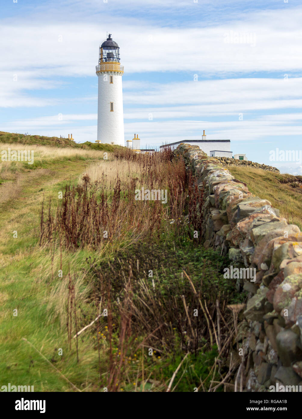 Rock wall leading to the Mull of Galloway lighthouse in Dumfries and ...