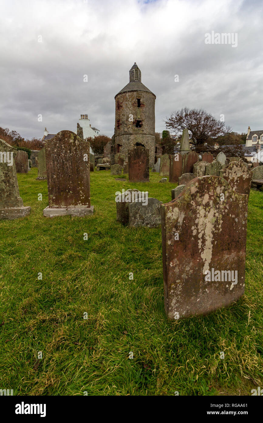 Tower and cemetery of the Old Portpatrick church of Saint Andrew in ...