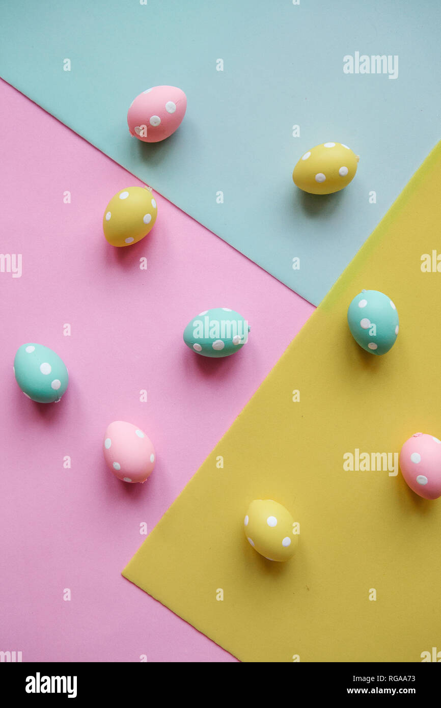 A lot of colorful Easter eggs on the colorful background. Festive ...
