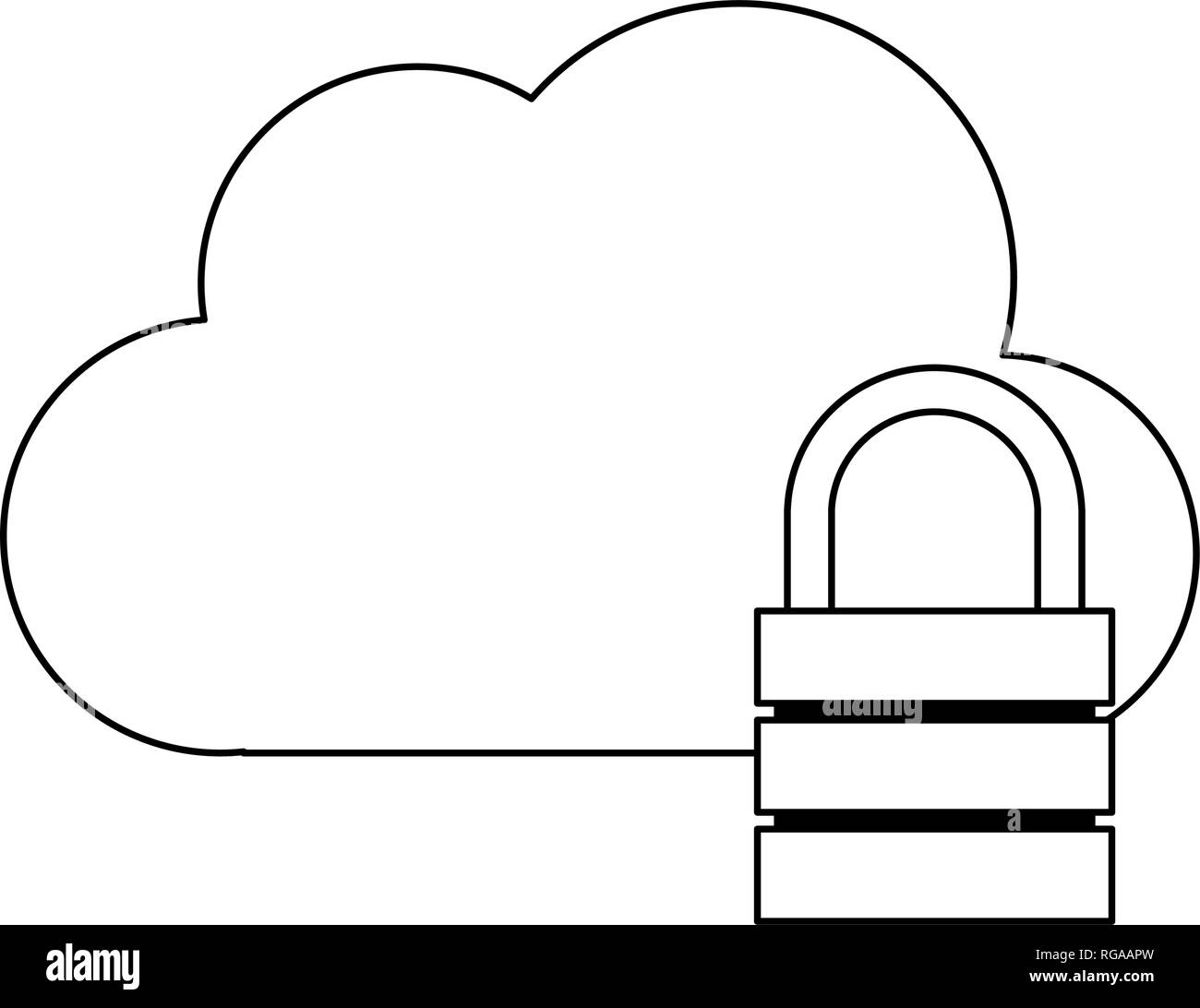 cloud computing technology in black and white Stock Vector Image & Art ...