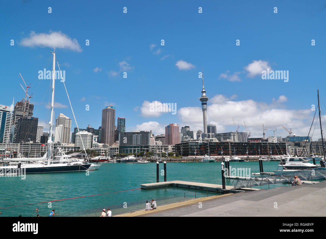 Auckland harbour harbourside viaduct harbour auckland new zealand hi ...