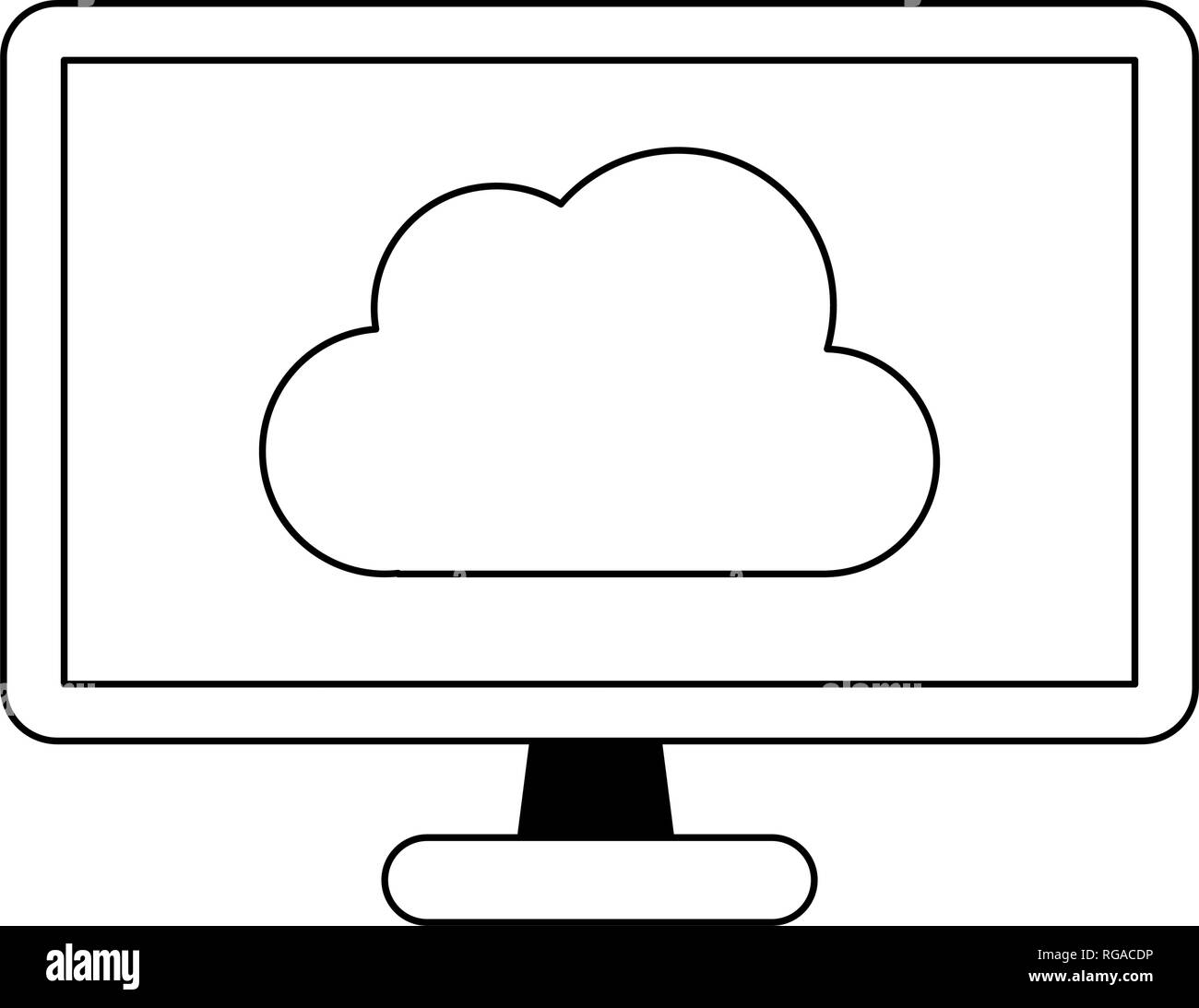 cloud computing technology in black and white Stock Vector Image & Art ...