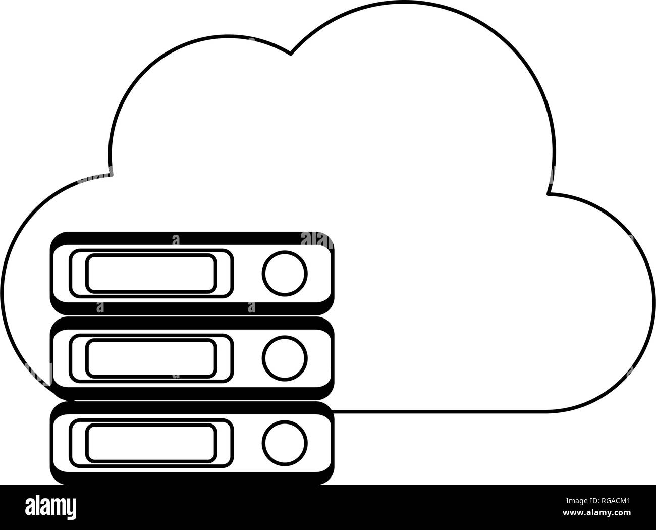 cloud computing technology in black and white Stock Vector Image & Art ...