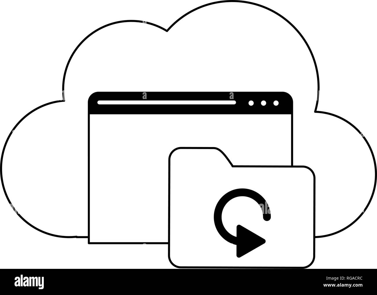 cloud computing technology in black and white Stock Vector Image & Art ...