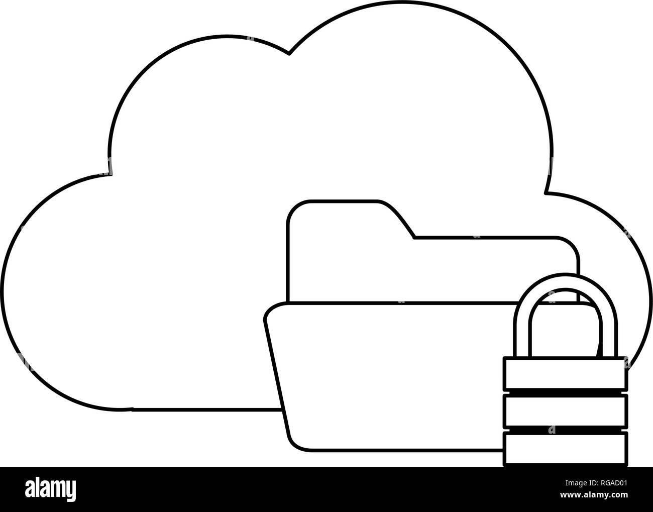 cloud computing technology in black and white Stock Vector Image & Art ...