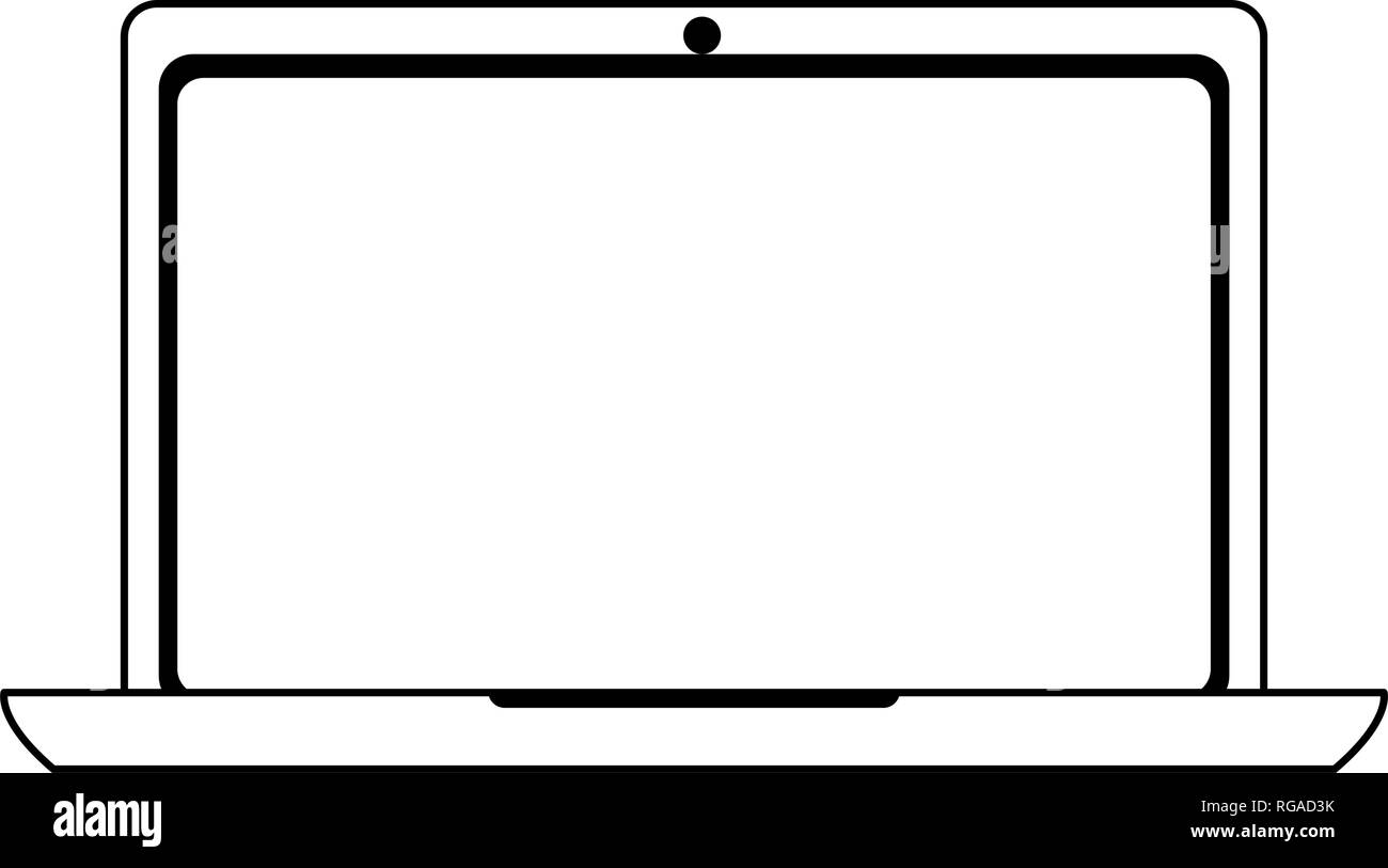 laptop computer technology in black and white Stock Vector Image & Art ...