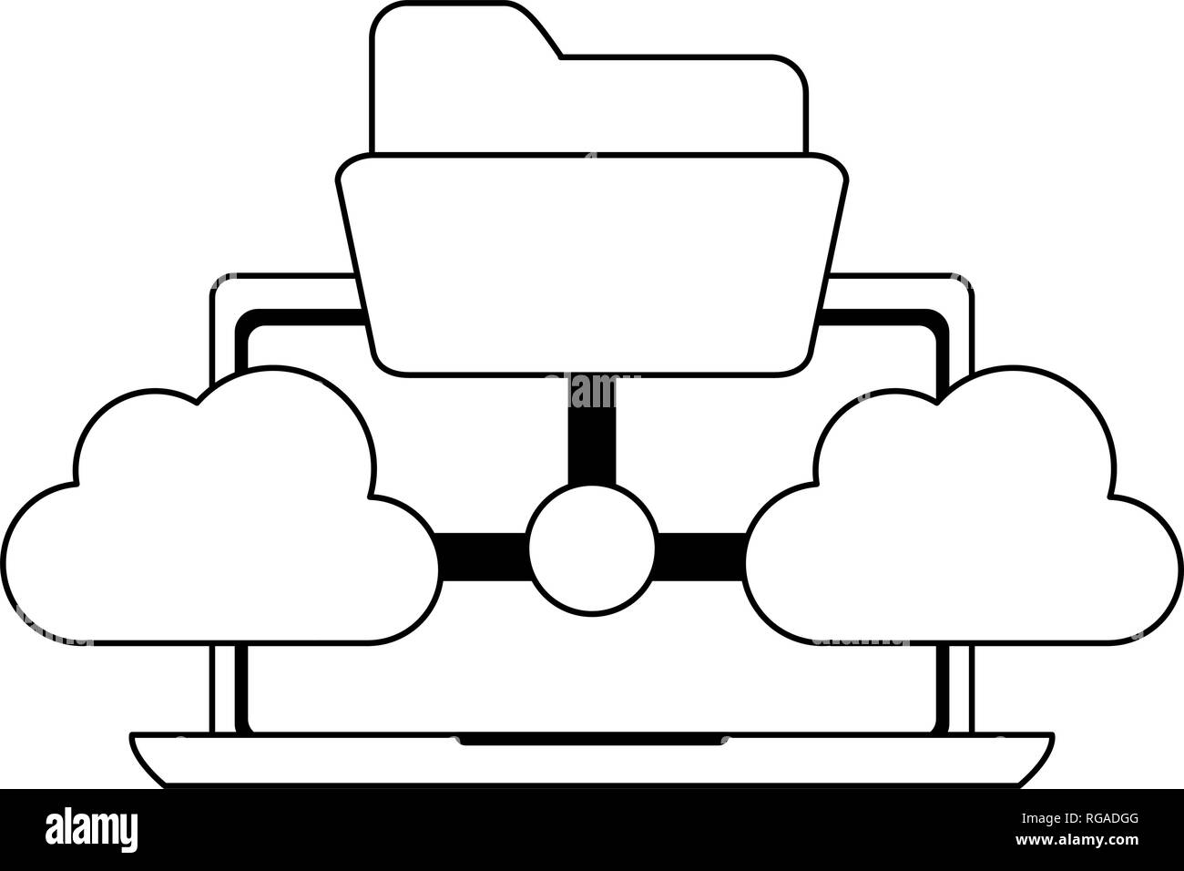 cloud computing technology in black and white Stock Vector Image & Art ...