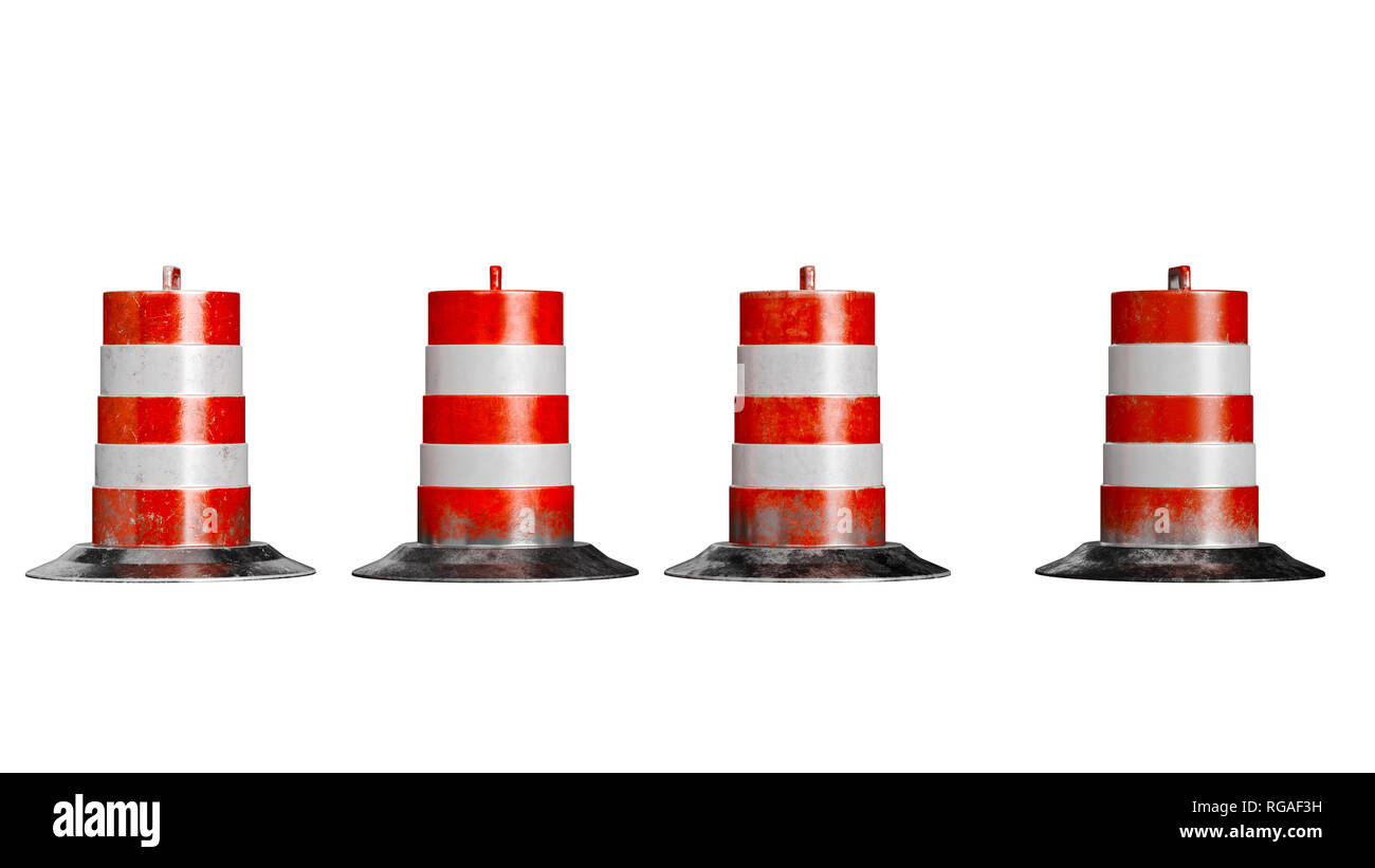 Traffic cylinder barrier sign danger warning, isolated, set. 3D ...