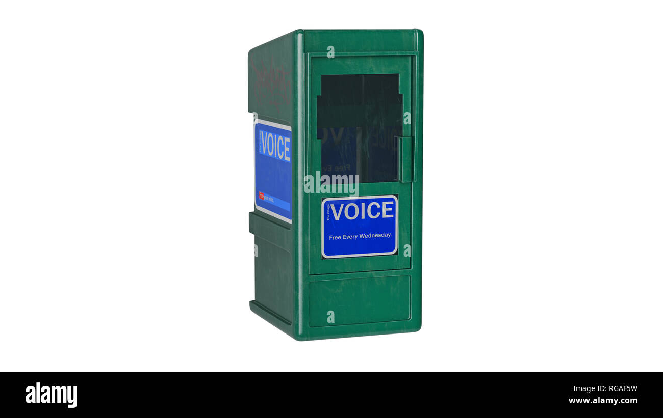 Newspaper box metal green, isolated on white background. 3D rendering ...