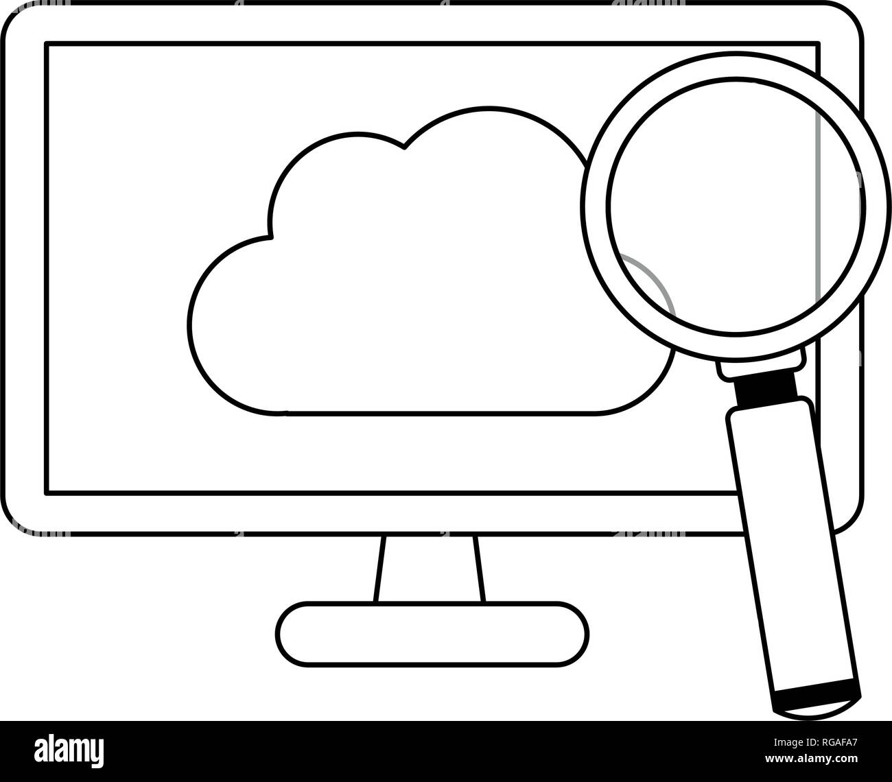 cloud computing technology in black and white Stock Vector Image & Art ...
