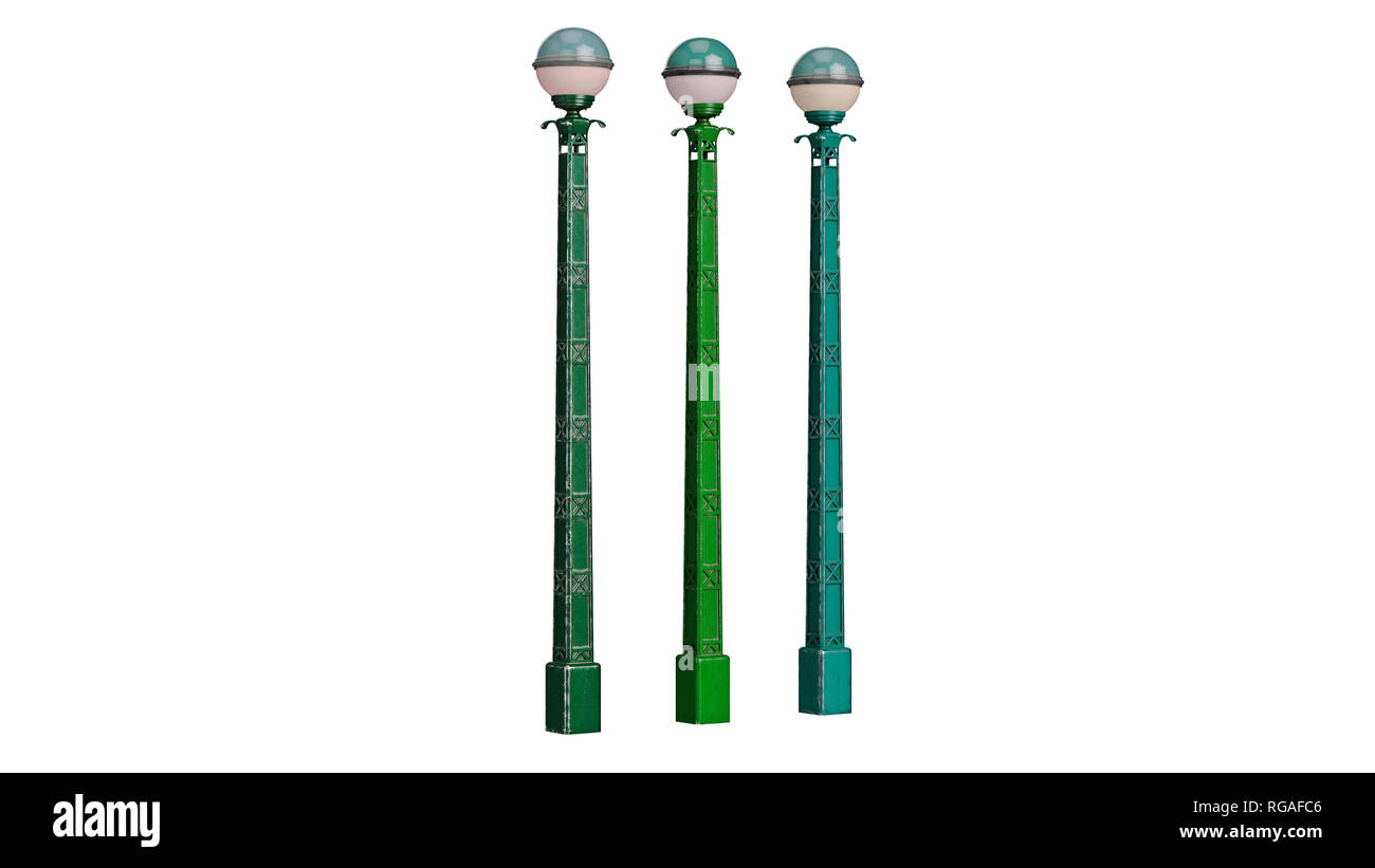 Post pillar street light, isolated background, set. 3D rendering Stock ...