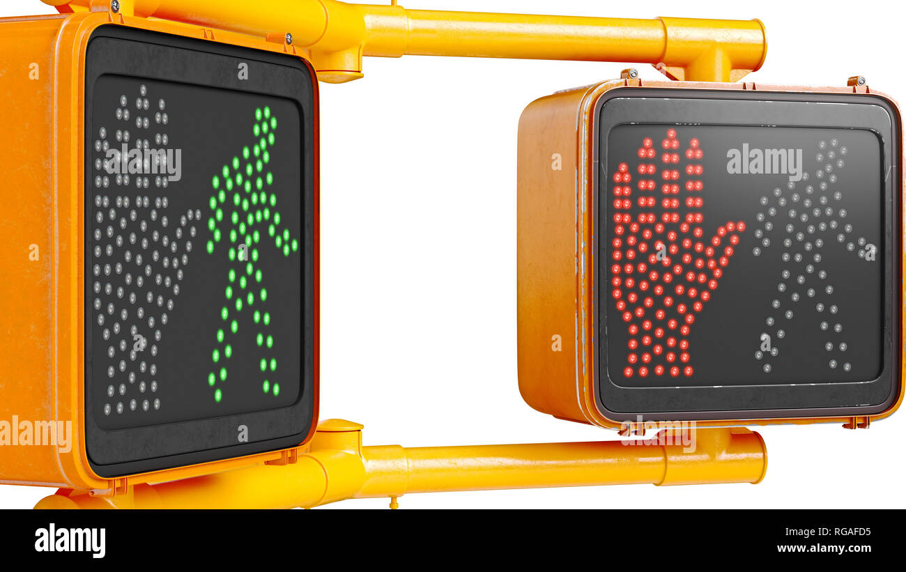 Traffic sign light orange, isolated background, close view. 3D ...