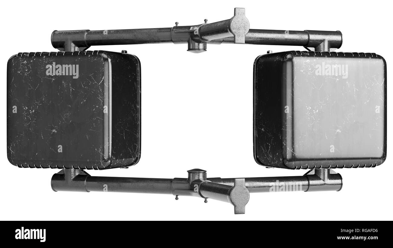 Traffic sign light black, isolated background, back view. 3D rendering ...