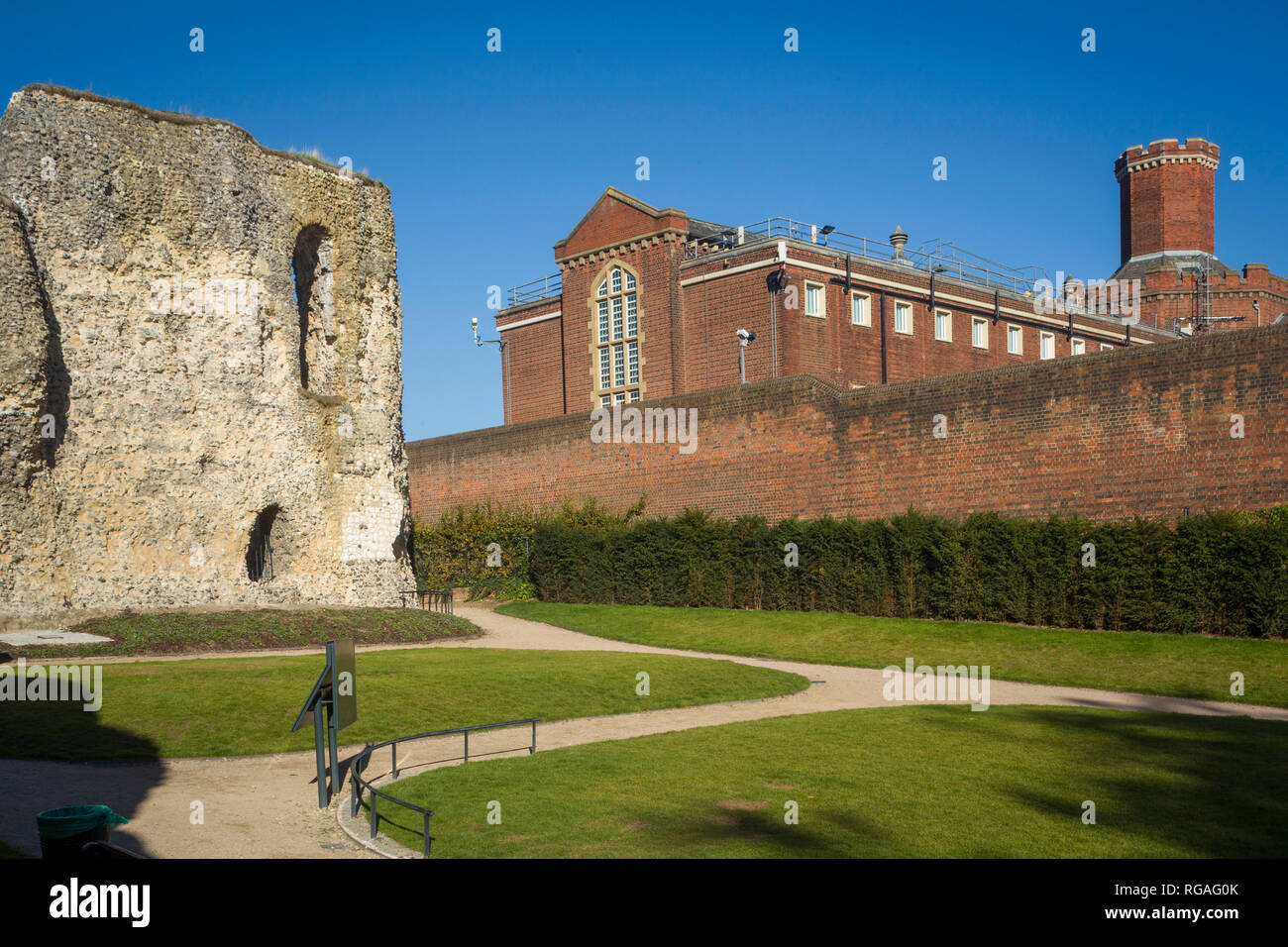 The main Victorian building of Reading Prison viewed from newly ...