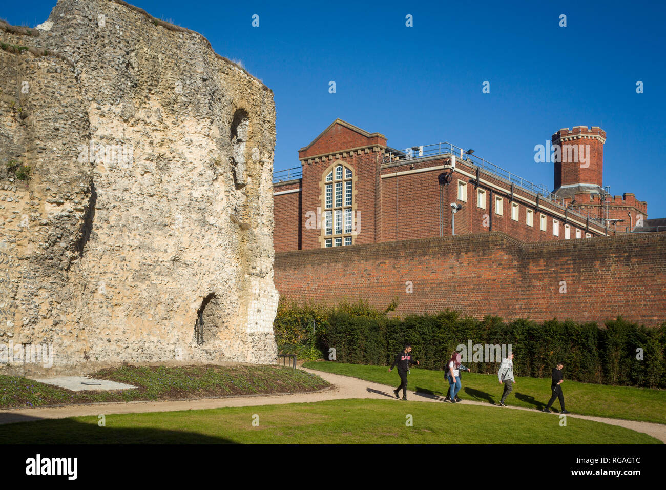 The main Victorian building of Reading Prison viewed from newly ...