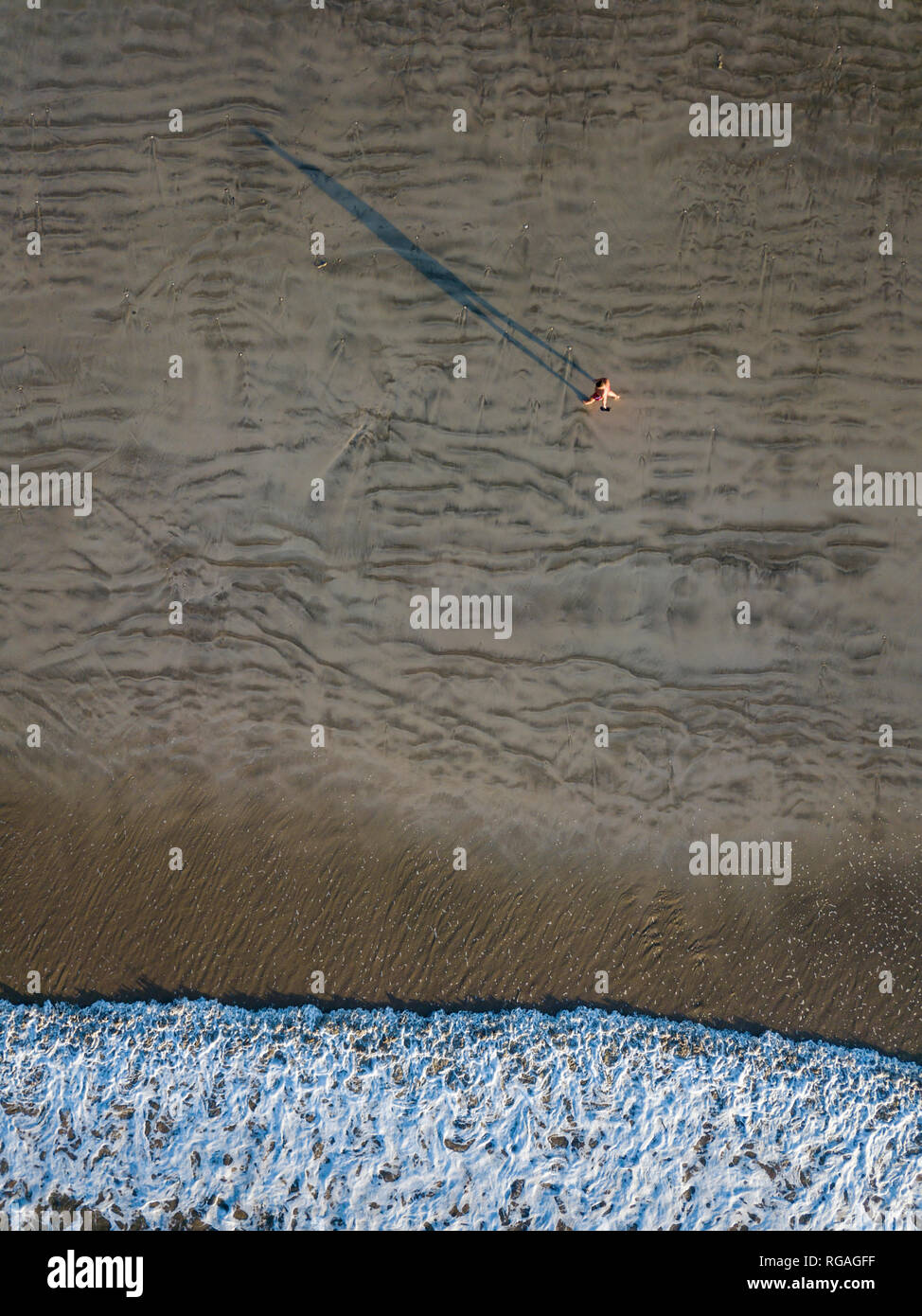 Indonesia, Bali, Aerial view of Jimbaran beach from above, people Stock ...