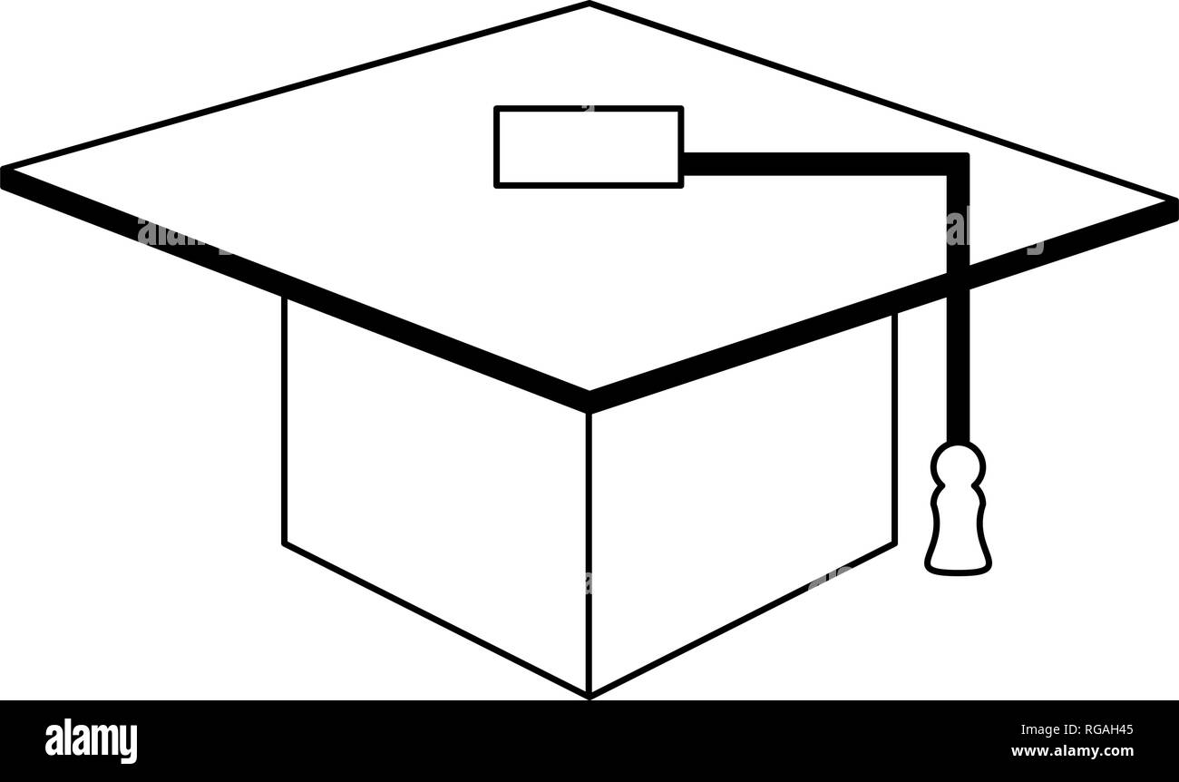 graduation cap education symbol in black and white Stock Vector Image ...