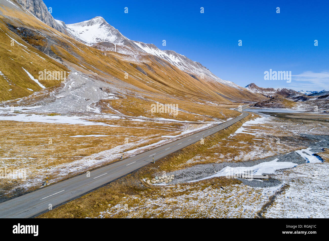 Switzerland, Grisons, Engadin, Albula Valley, Aerial view of Albula ...