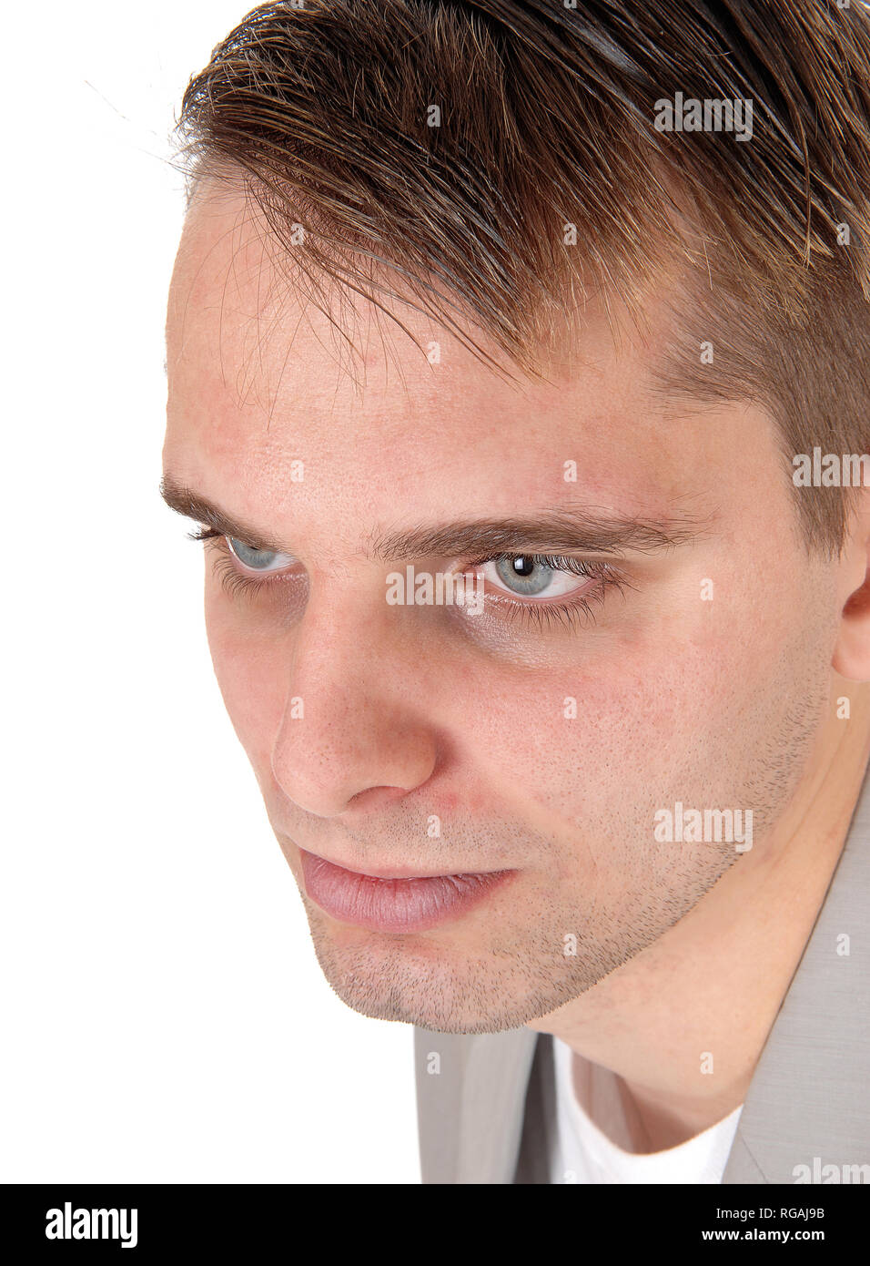 White mans face closeup hi-res stock photography and images - Alamy