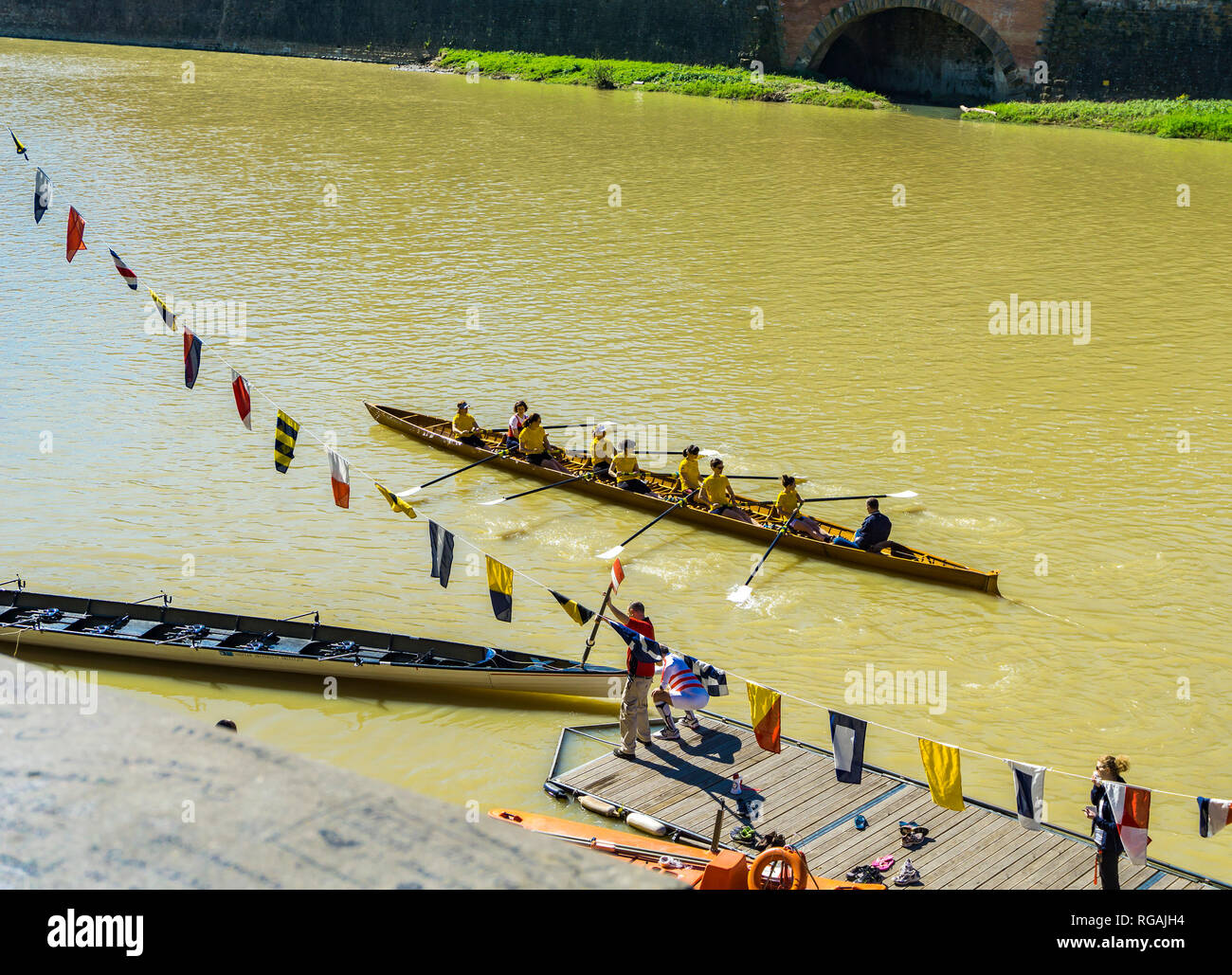 FLORENCE, ITALY - APRIL 7, 2018: Unidentified members of Florence ...