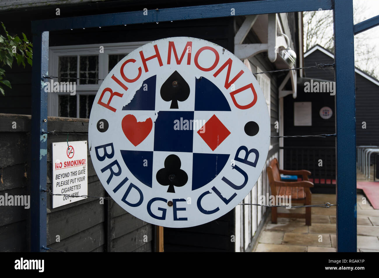 logo of richmond bridge club at the entrance to the club headquarters ...