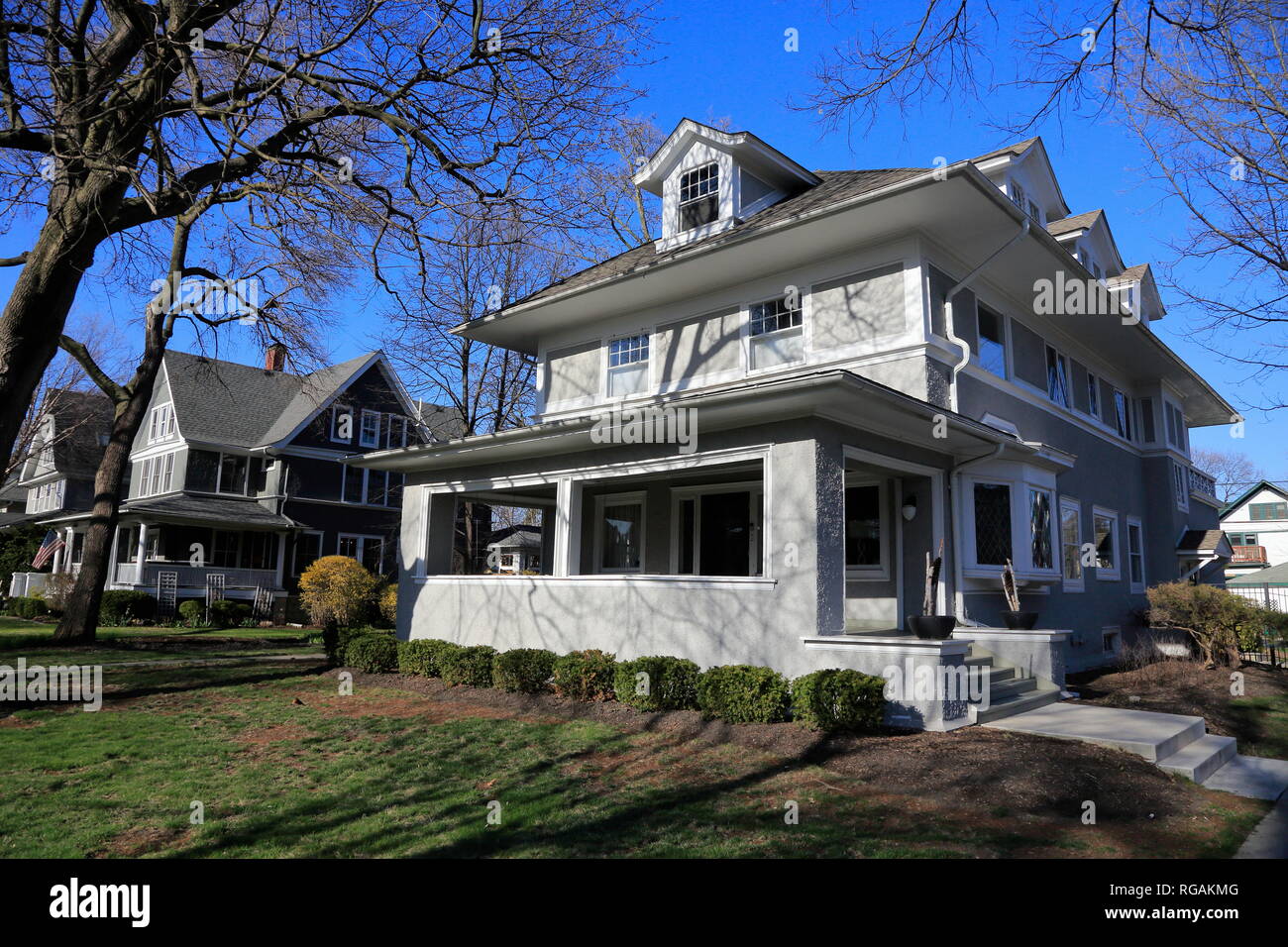 The exterior view of Ernest Hemingway's childhood home in Oak Park ...