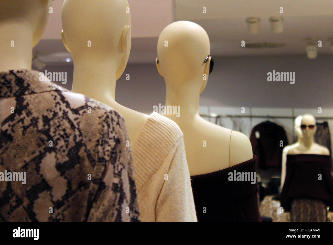 Mannequins back lined up, close-upplastic Stock Photo - Alamy