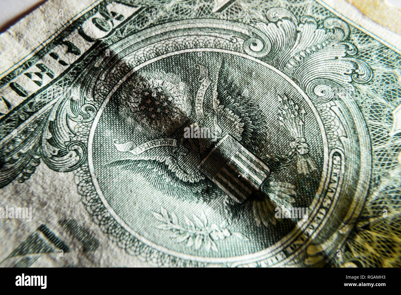Dolar USA close-up. Old battered crumpled bills macro. The texture of ...