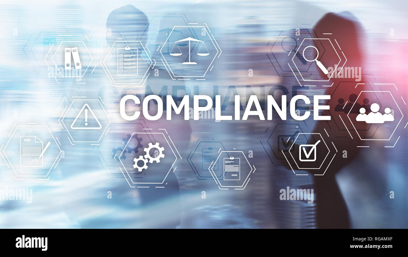Compliance diagram with icons. Business concept on abstract background ...