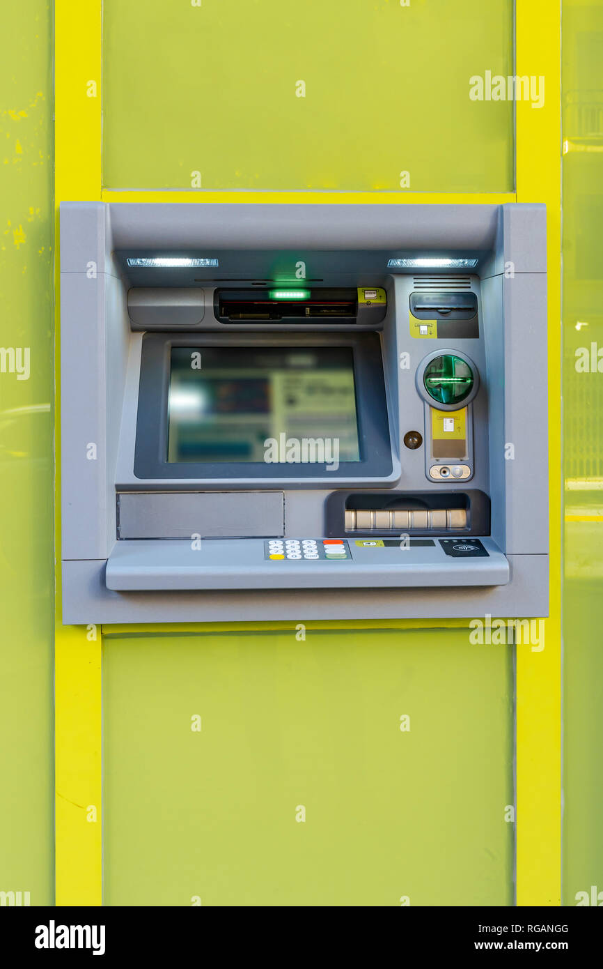 ATM machine. Cash withdrawal from ATM. Clean screen, put your text ...